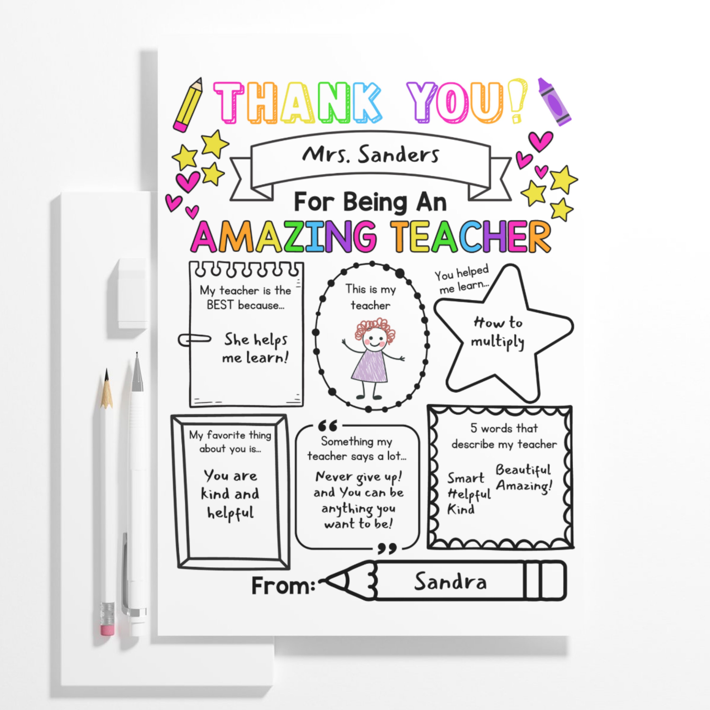 Teacher Appreciation Week Thank You Printable Teacher Appreciation Gift ...