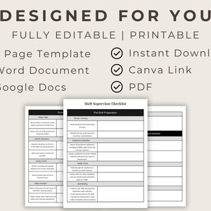 Warehouse Management Shift Supervisor Checklist Daily Production ...