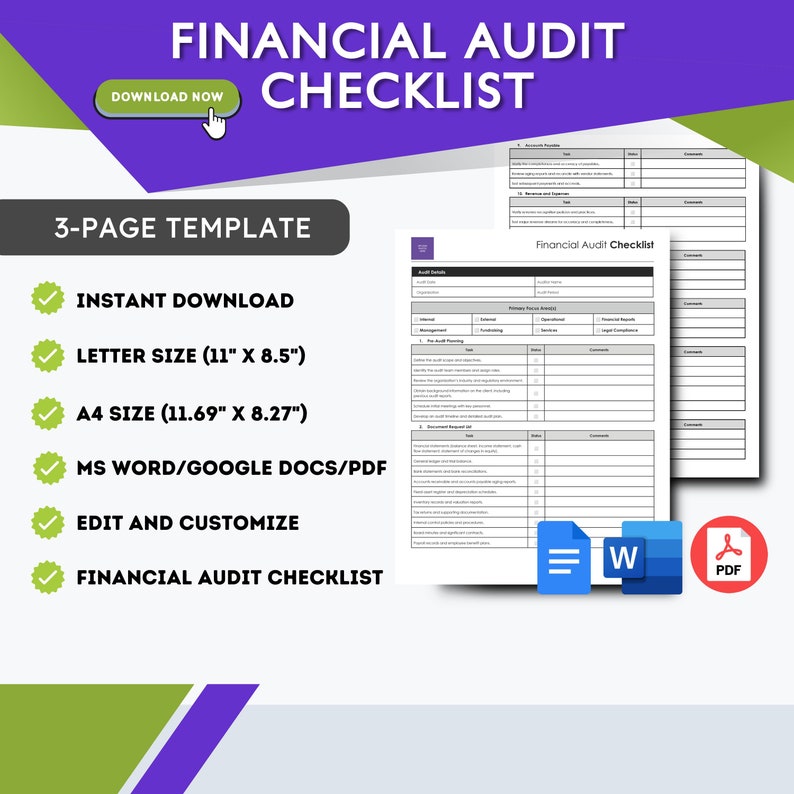 Financial Audit Checklist Financial Audit Report Accounting Audit ...