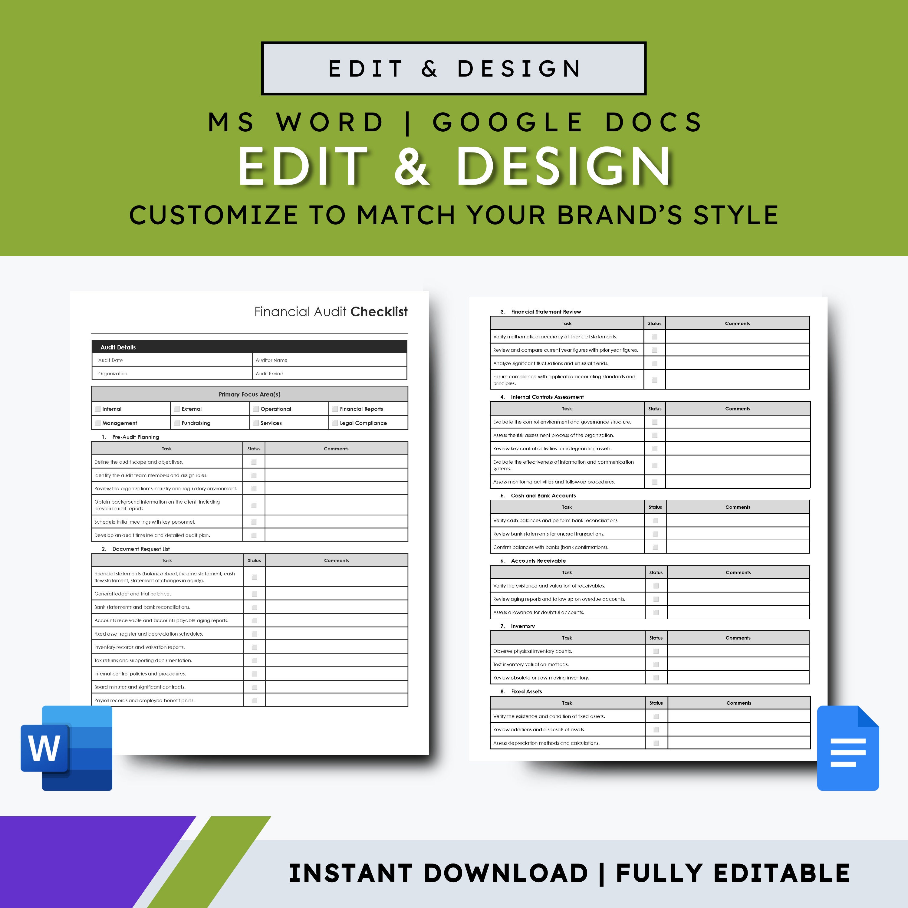 Financial Audit Checklist Financial Audit Report Accounting Audit ...