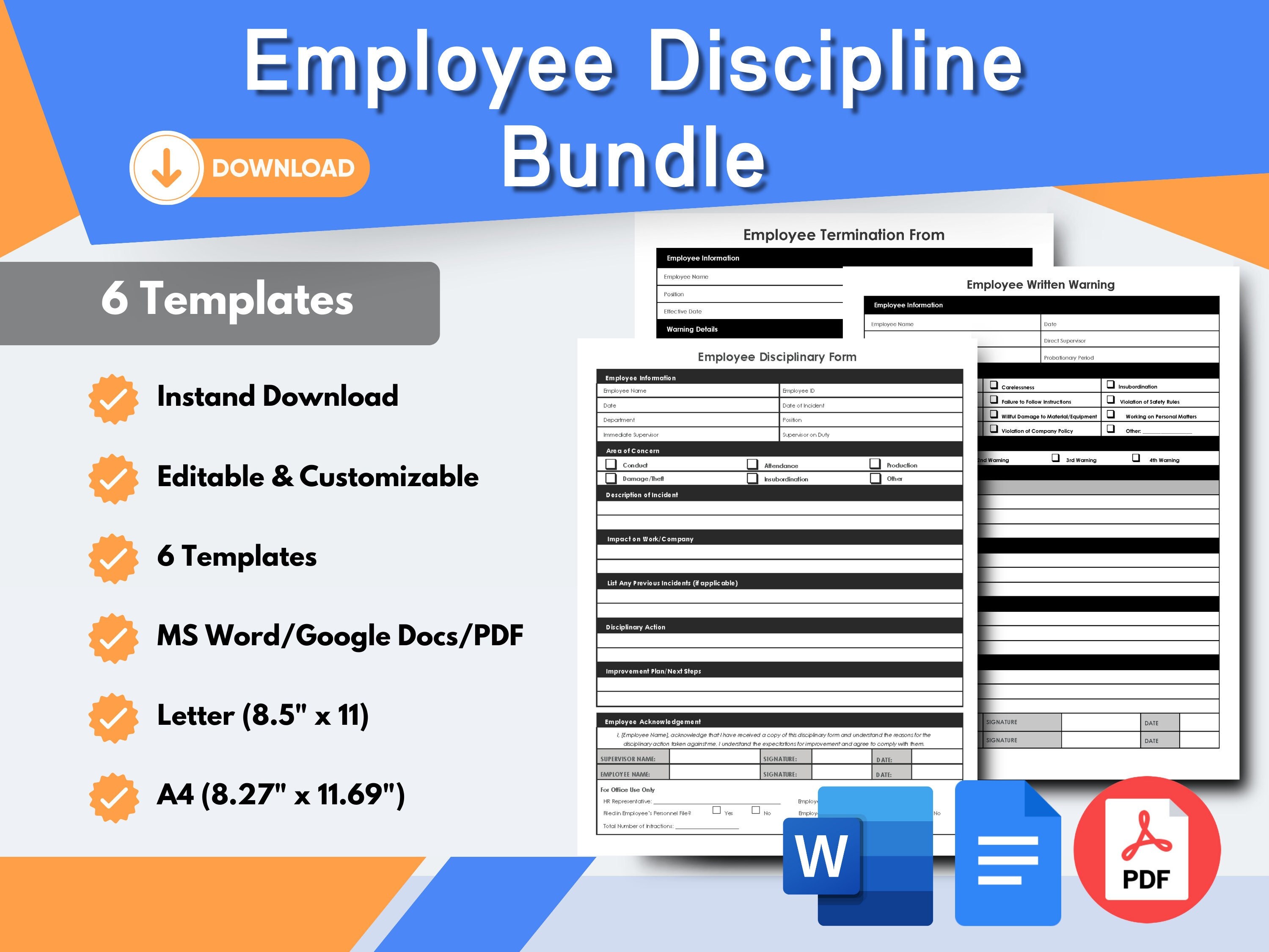 Employee Disciplinary Forms Employee Performance Review Performance ...