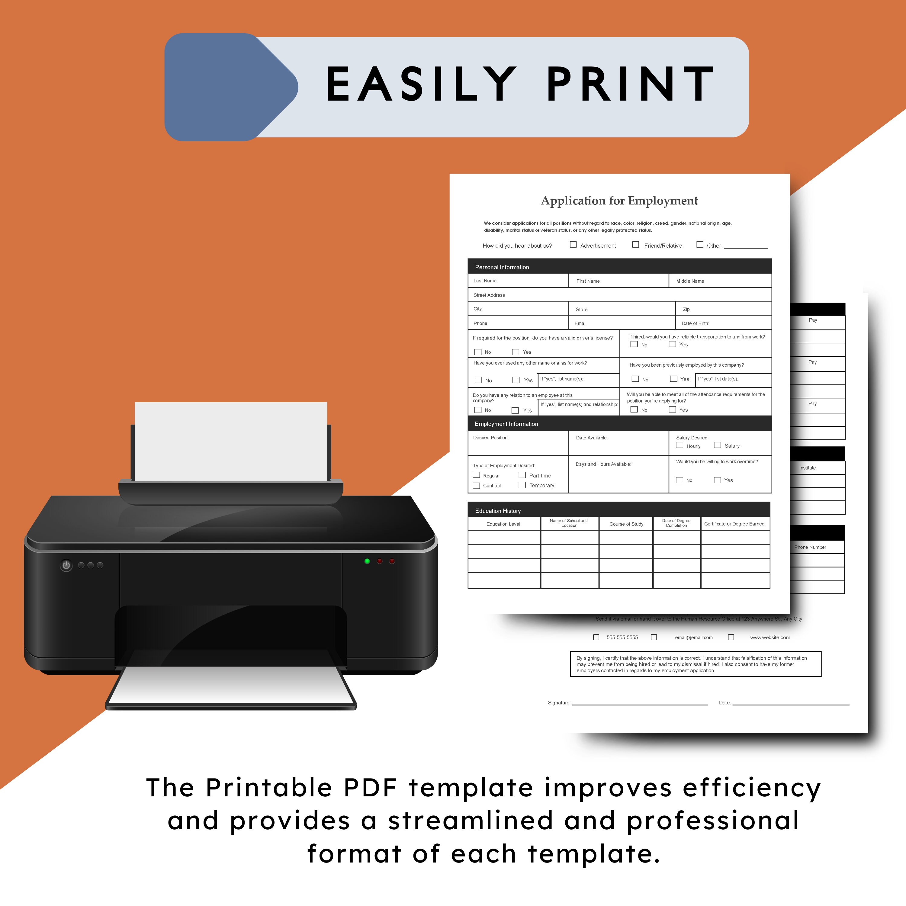 Printable Job Application Form Recruitment Form Hiring Form Printable ...