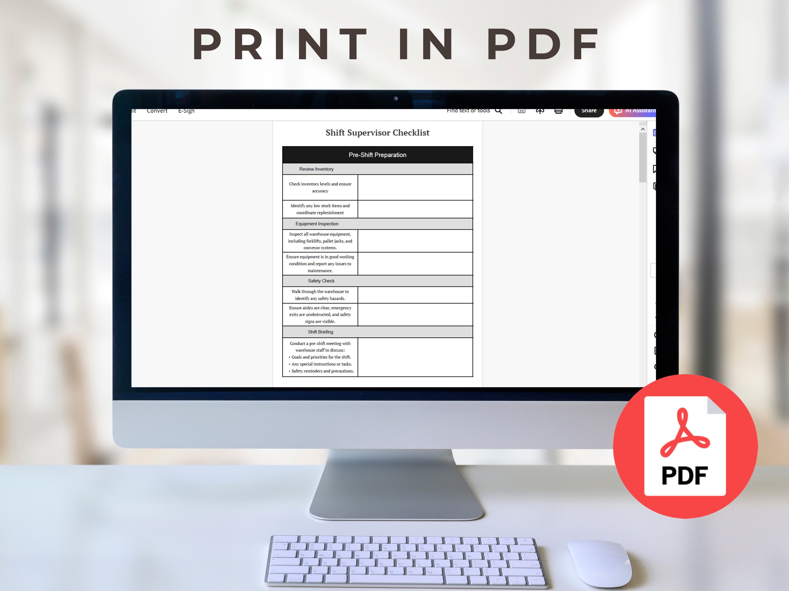 Warehouse Management Shift Supervisor Checklist Daily Production ...