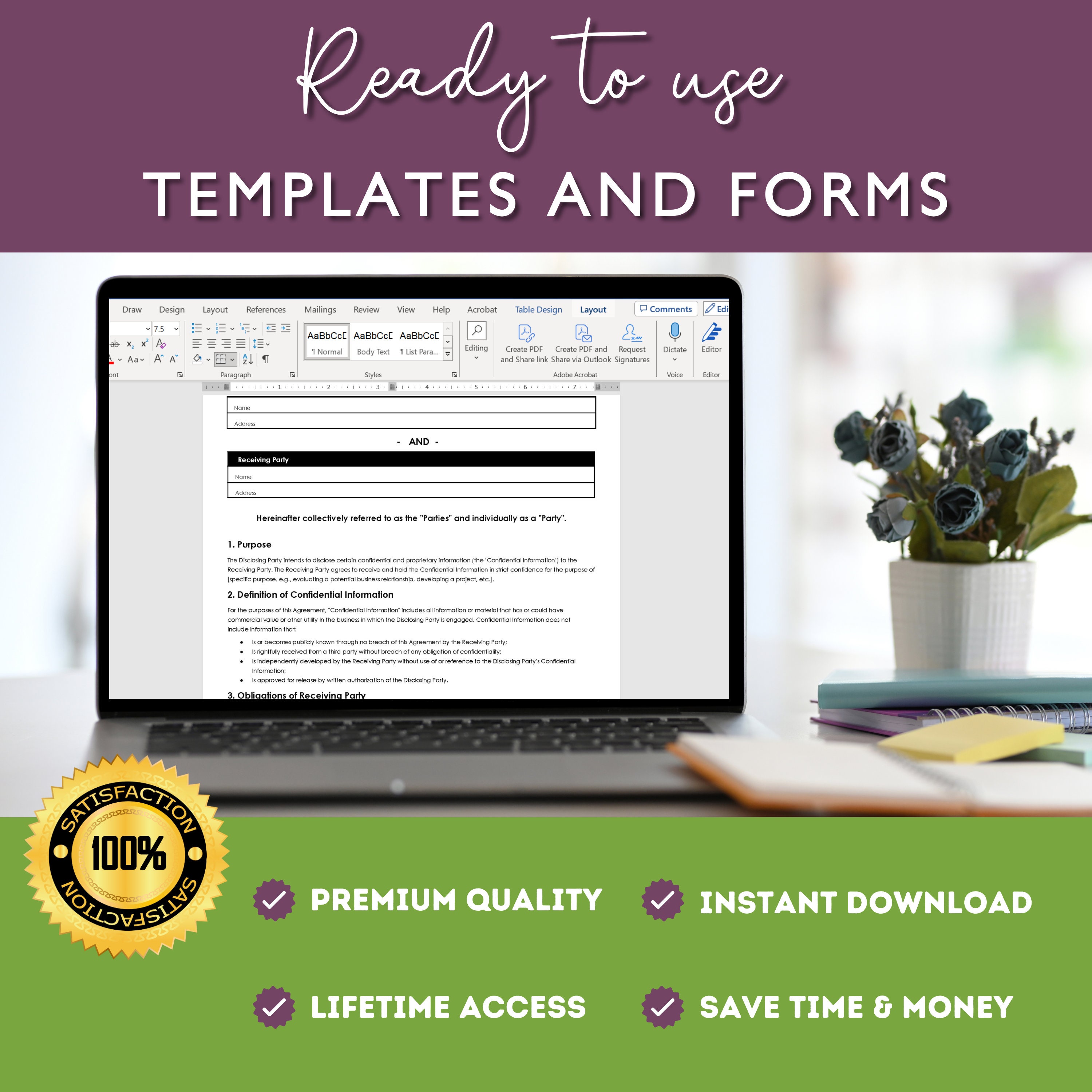 NDA Contract NDA Template NDA Form Non-disclosure Agreement Non ...