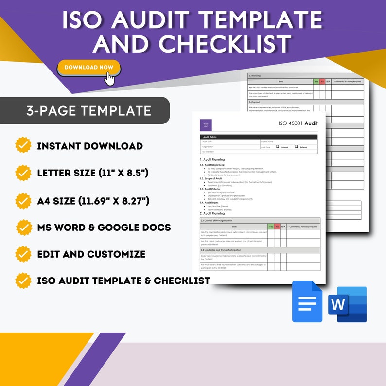 ISO Audit ISO 45001 Audit Internal Audit Checklist Quality Assurance ...
