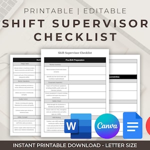 Warehouse Management Shift Supervisor Checklist Daily Production ...
