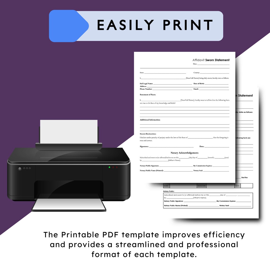 Affidavit Notarized Affidavit Blank Affidavit Form Sworn Affidavit Form ...