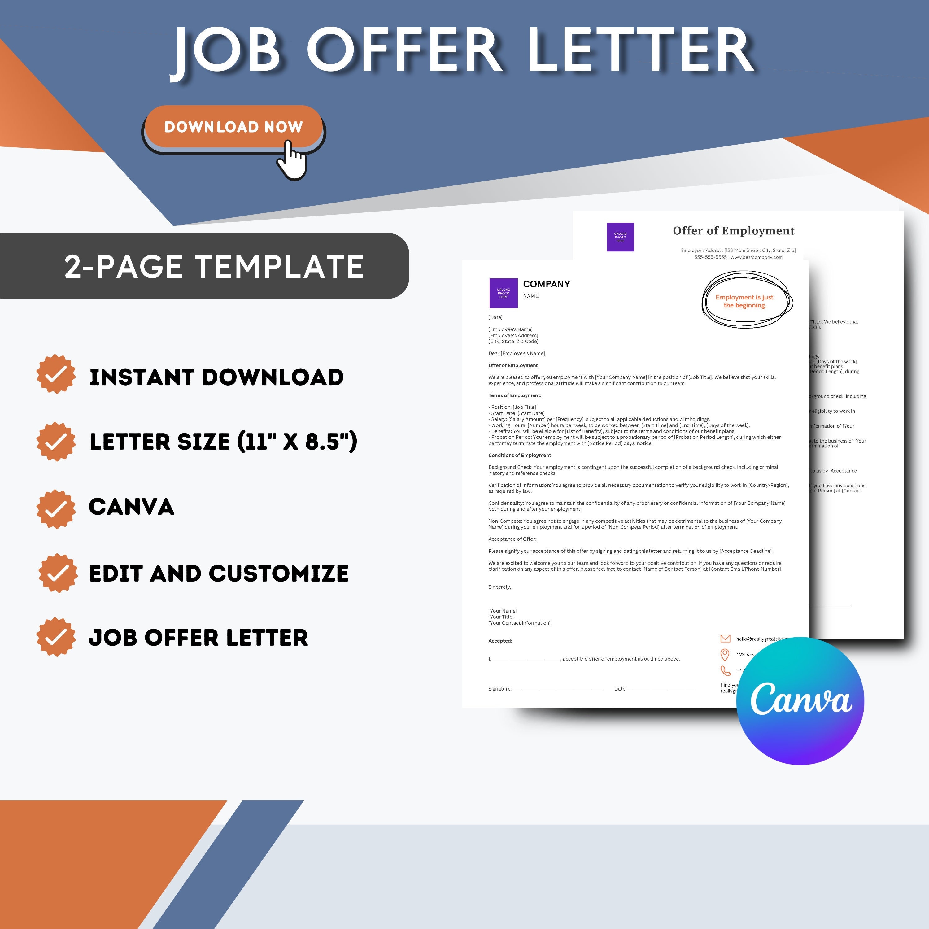 Job Offer Letter Offer Letter Template Job Offer Template Employment ...