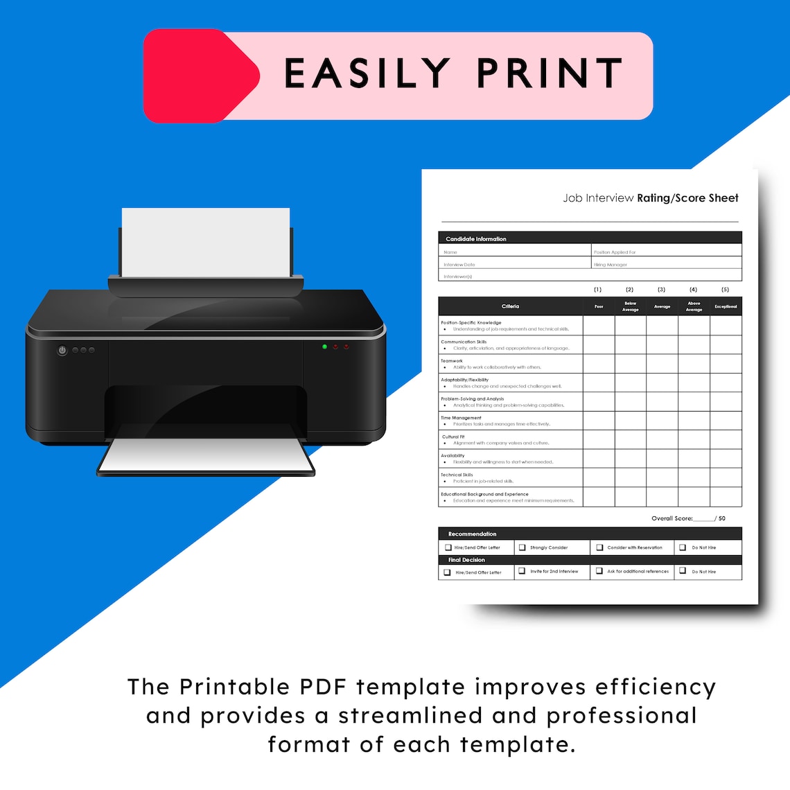 Interview Rating Sheet Interview Score Sheet Interview Scorecard ...