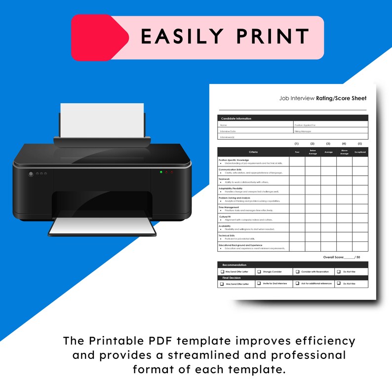 Interview Rating Sheet Interview Score Sheet Interview Scorecard ...
