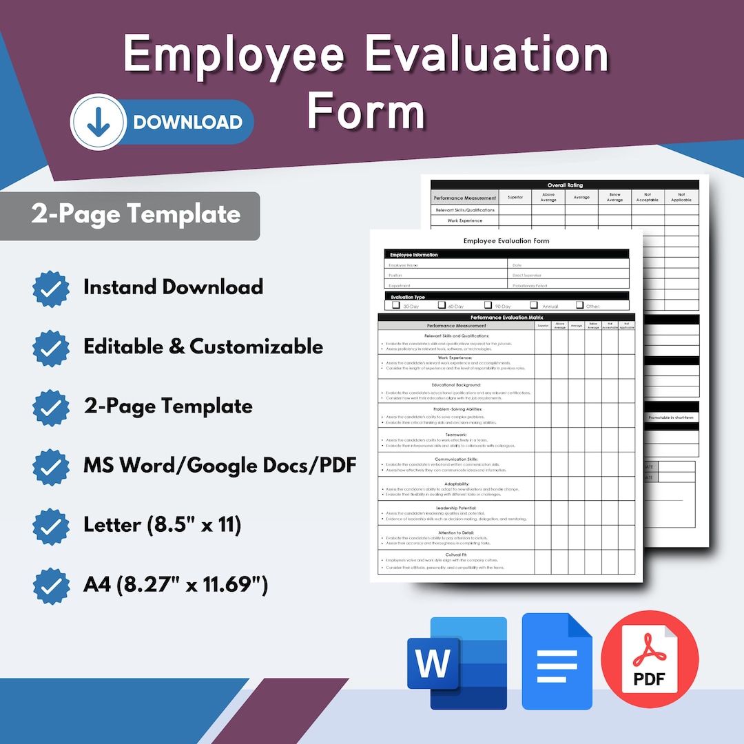 Employee Performance Evaluation Employee Evaluation Form Employee Feedback Employee Relations ...