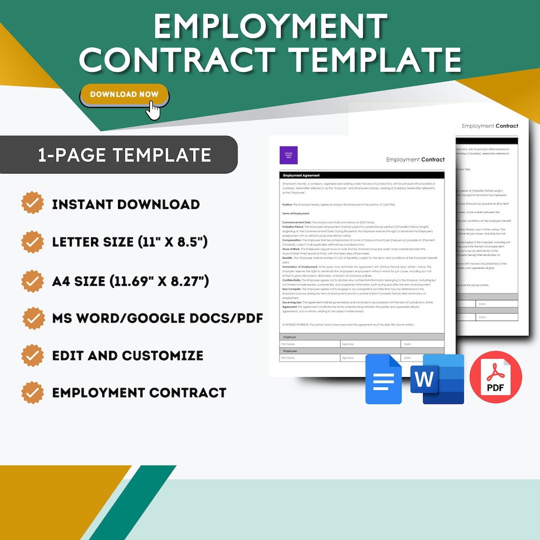 Employment Contract Contract Form Service Agreement Offer Letter ...