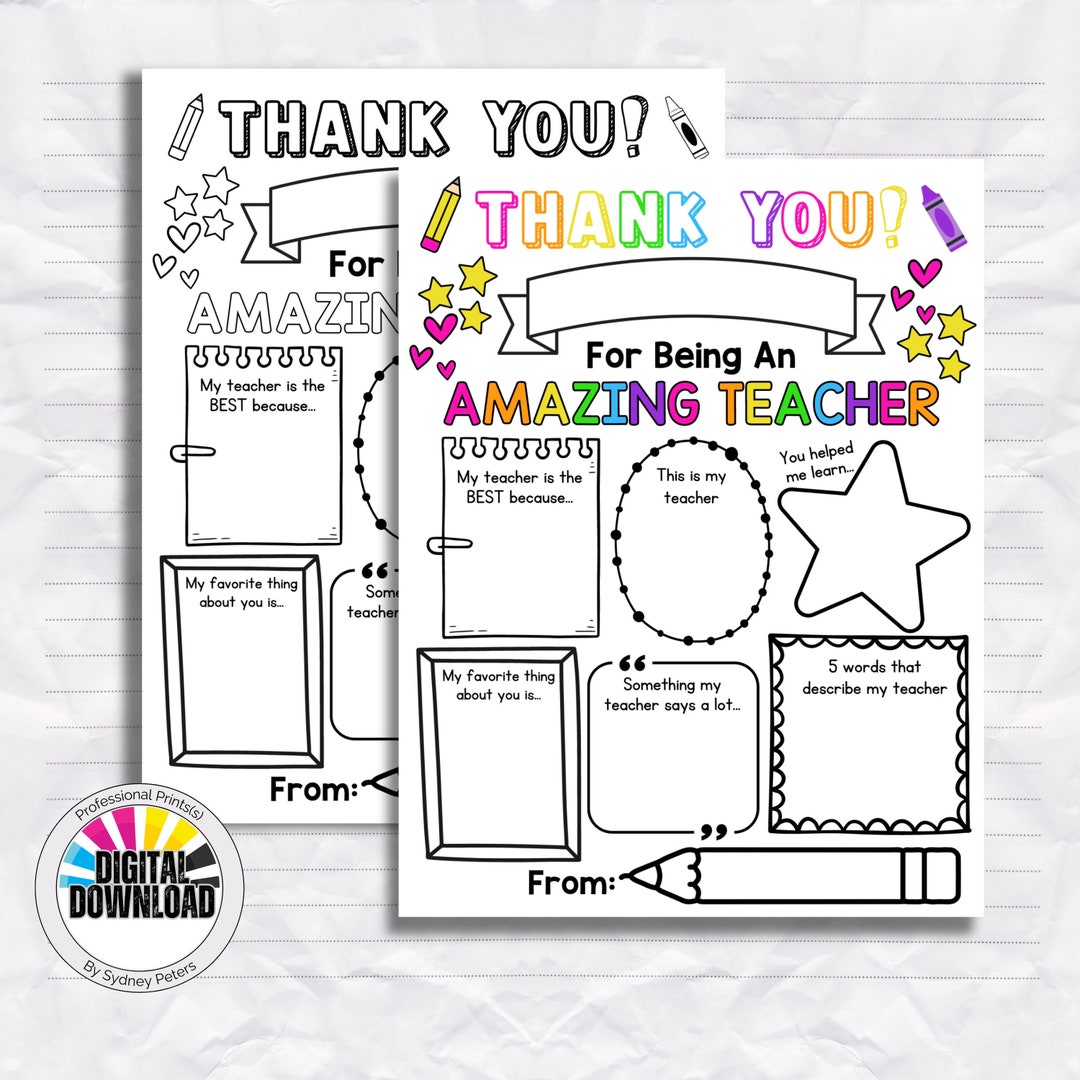Teacher Appreciation Week Thank You Printable Teacher Appreciation Gift ...