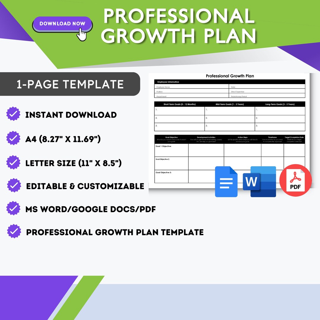 Professional Development Plan Employee Growth Plan Employee Development ...