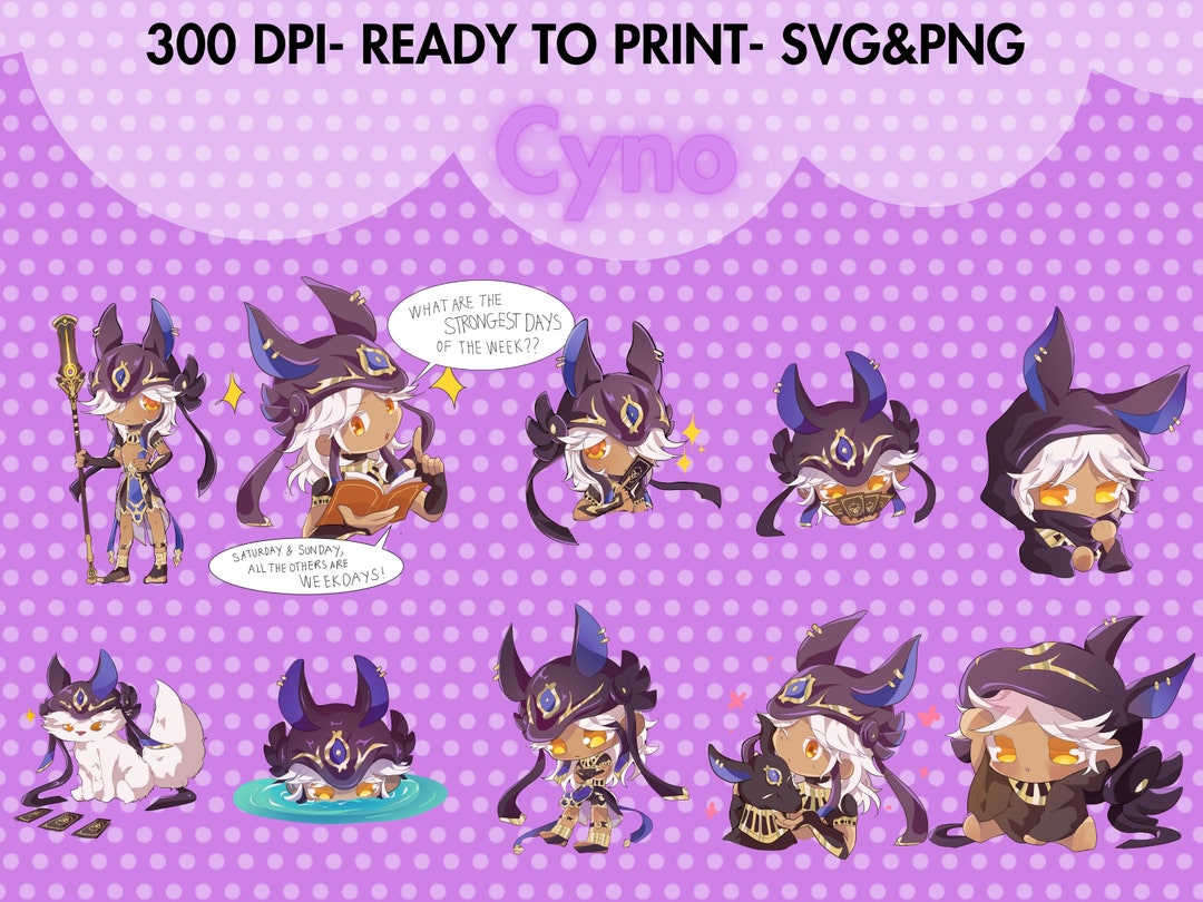 Cyno Genshin Impact, Pack of 10 Stickers, Png and Svg, Ready to Print ...
