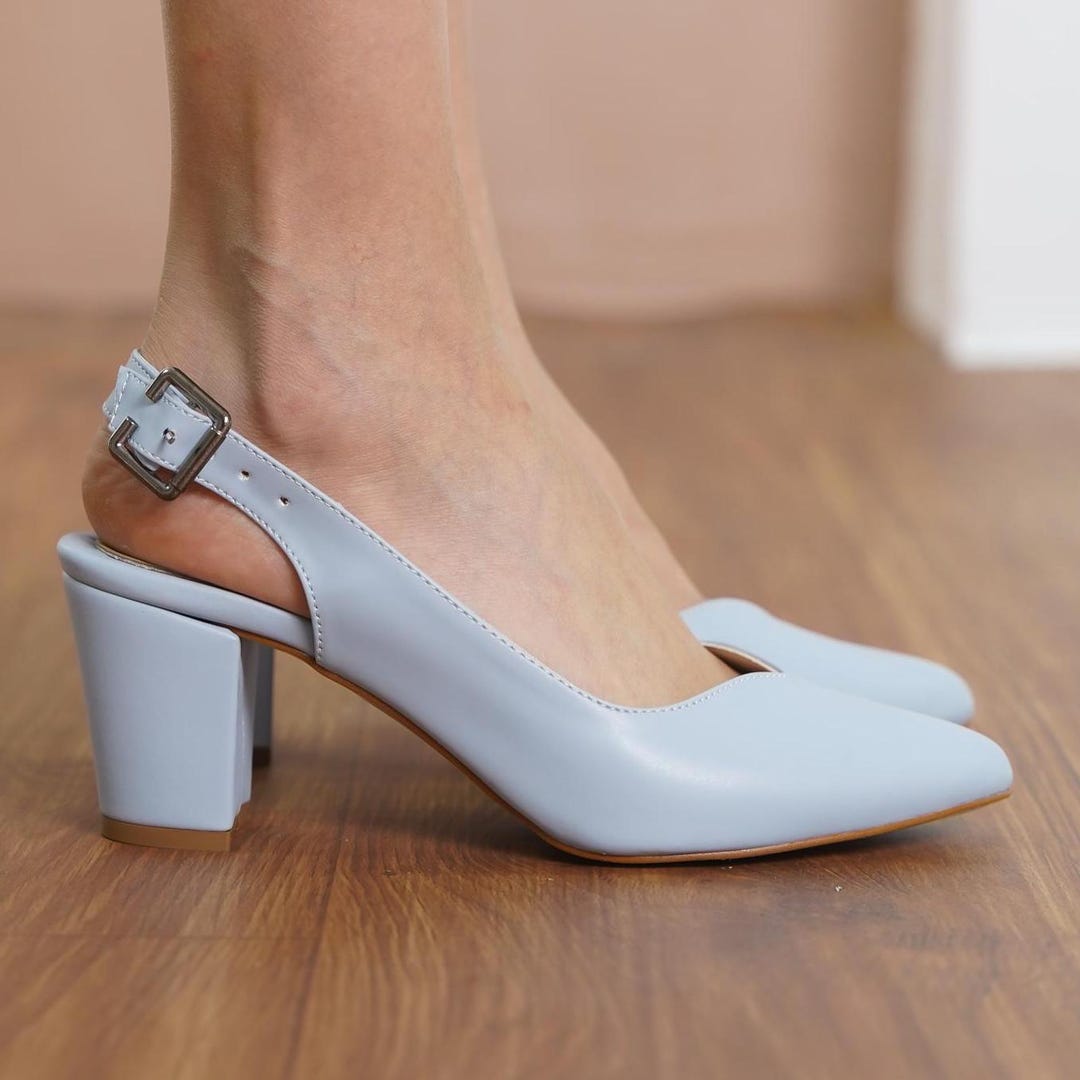 Baby Blue Wedding Sweetheart Heels, Light Blue Vegan Leather Wedding ...
