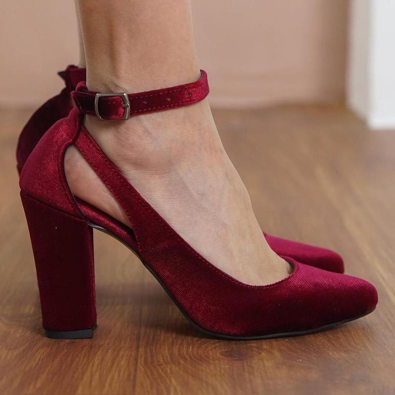 Burgundy High Heel Sandal - Etsy