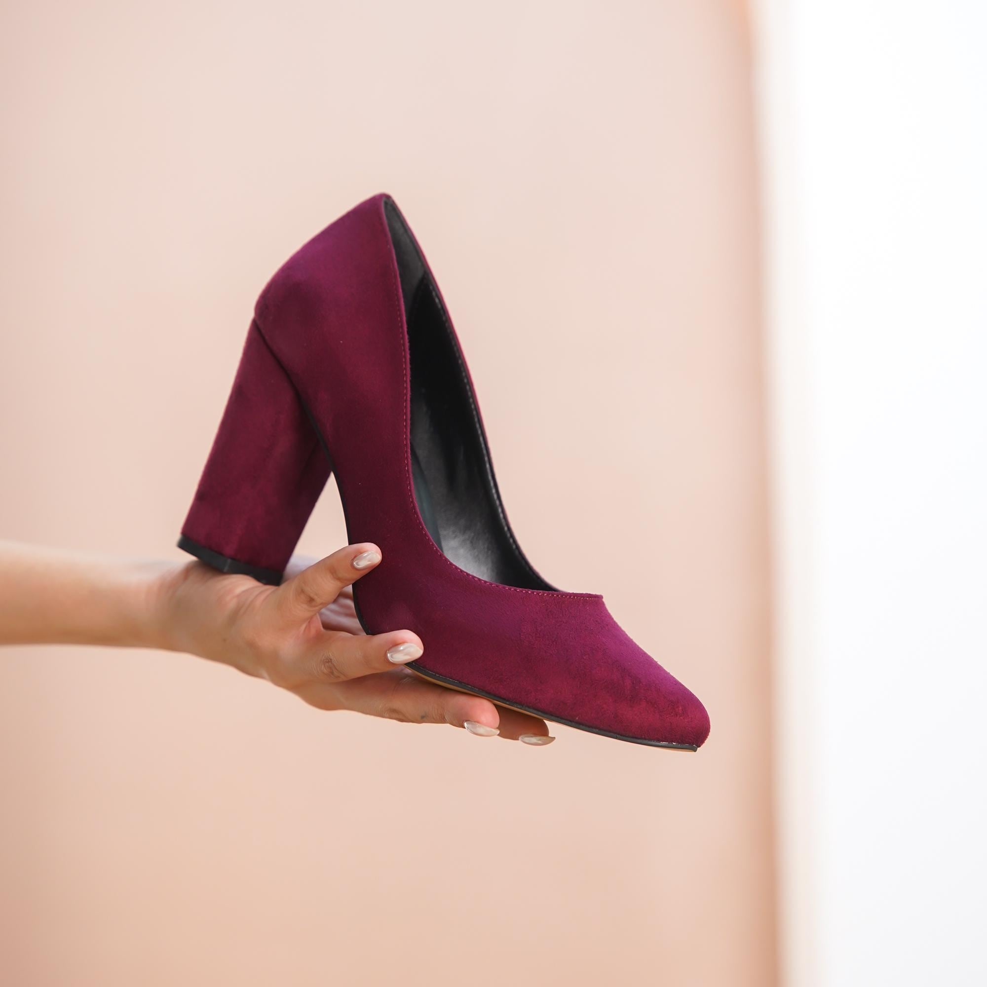 Burgundy Bridal Heels, Maroon Suede Shoes , Elegant High Block Heels ...