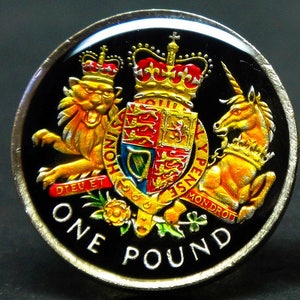 2015 Enameled Coin UK Pound Royal Coat of Arms 23mm - Etsy