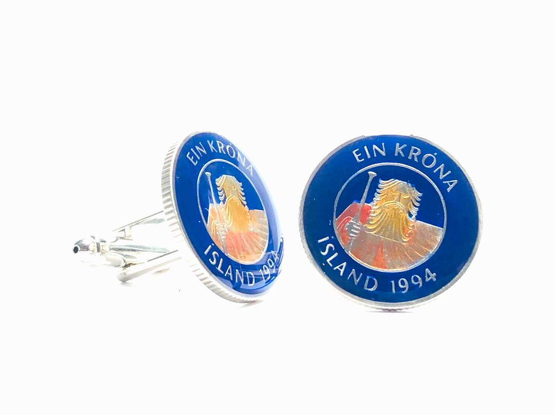 Iceland Enamelled Coin Cufflinks Viking 22mm - Etsy