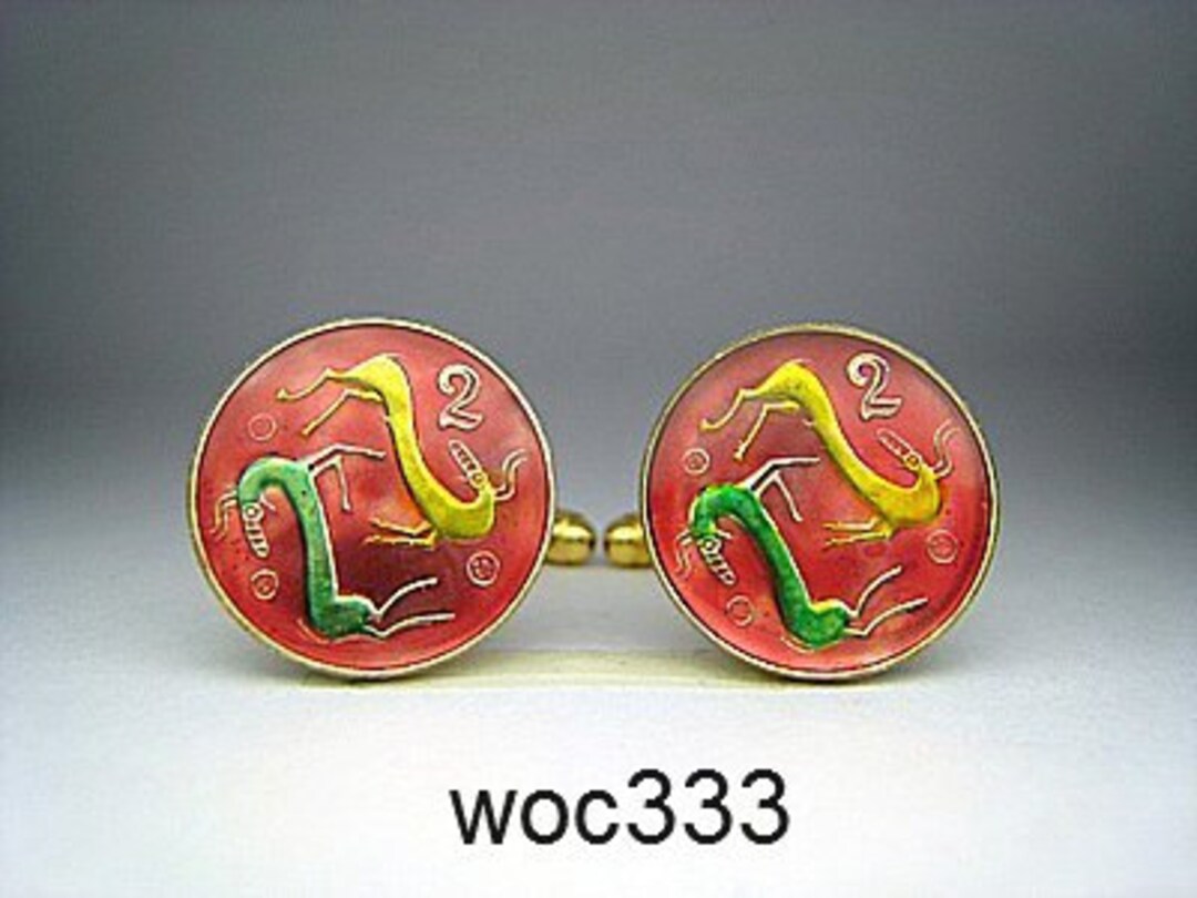 Cyprus Enamelled Coin Cufflinks Stylized Goats 19mm. - Etsy UK