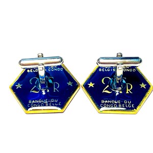 1943 Belgian Congo Coin Cufflinks 2 Franc Elephant RARE & NICE Coin ...