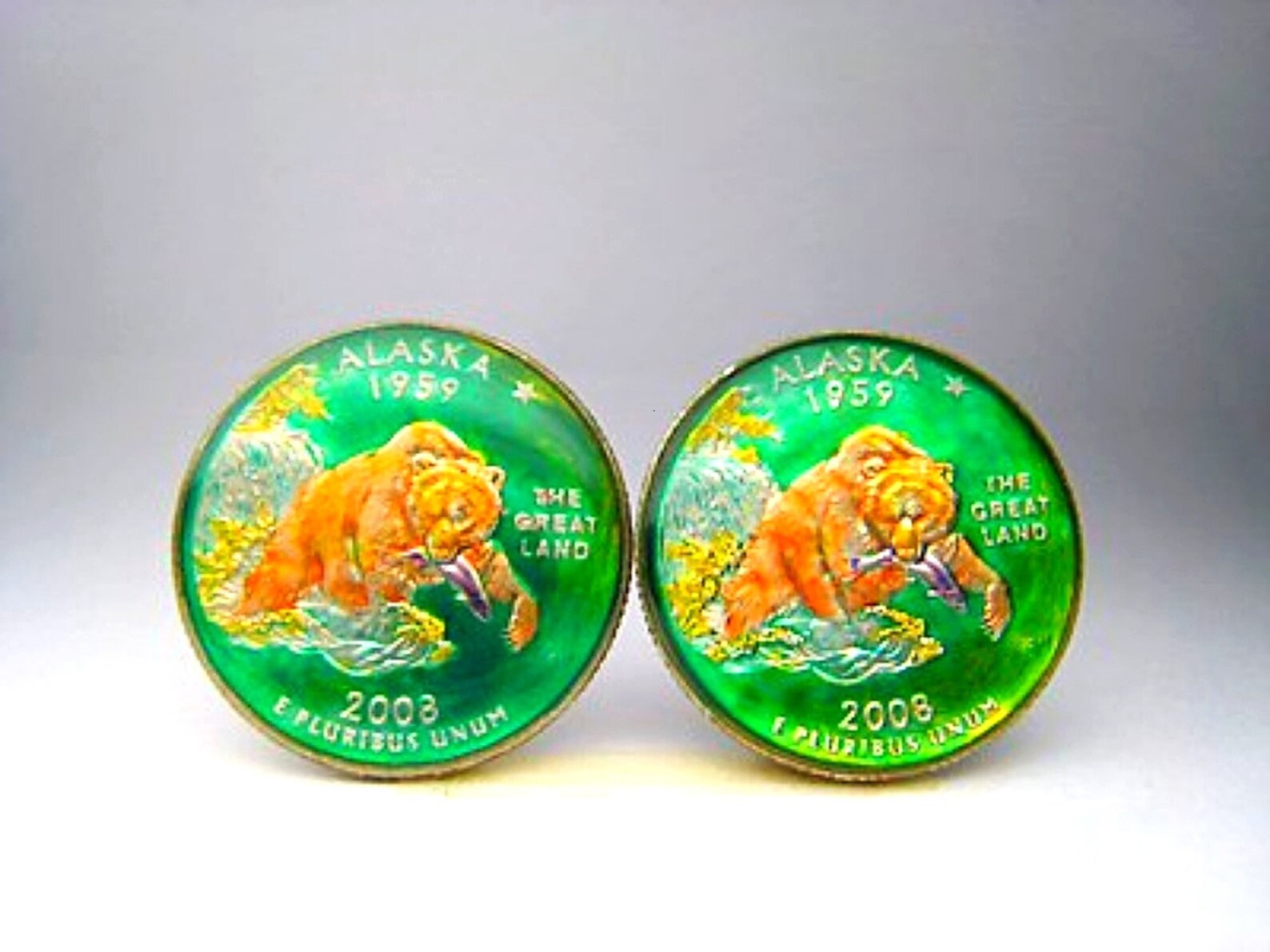 USA Quarter Coin Cufflinks Alaska State Quarter 24mm Bear - Etsy