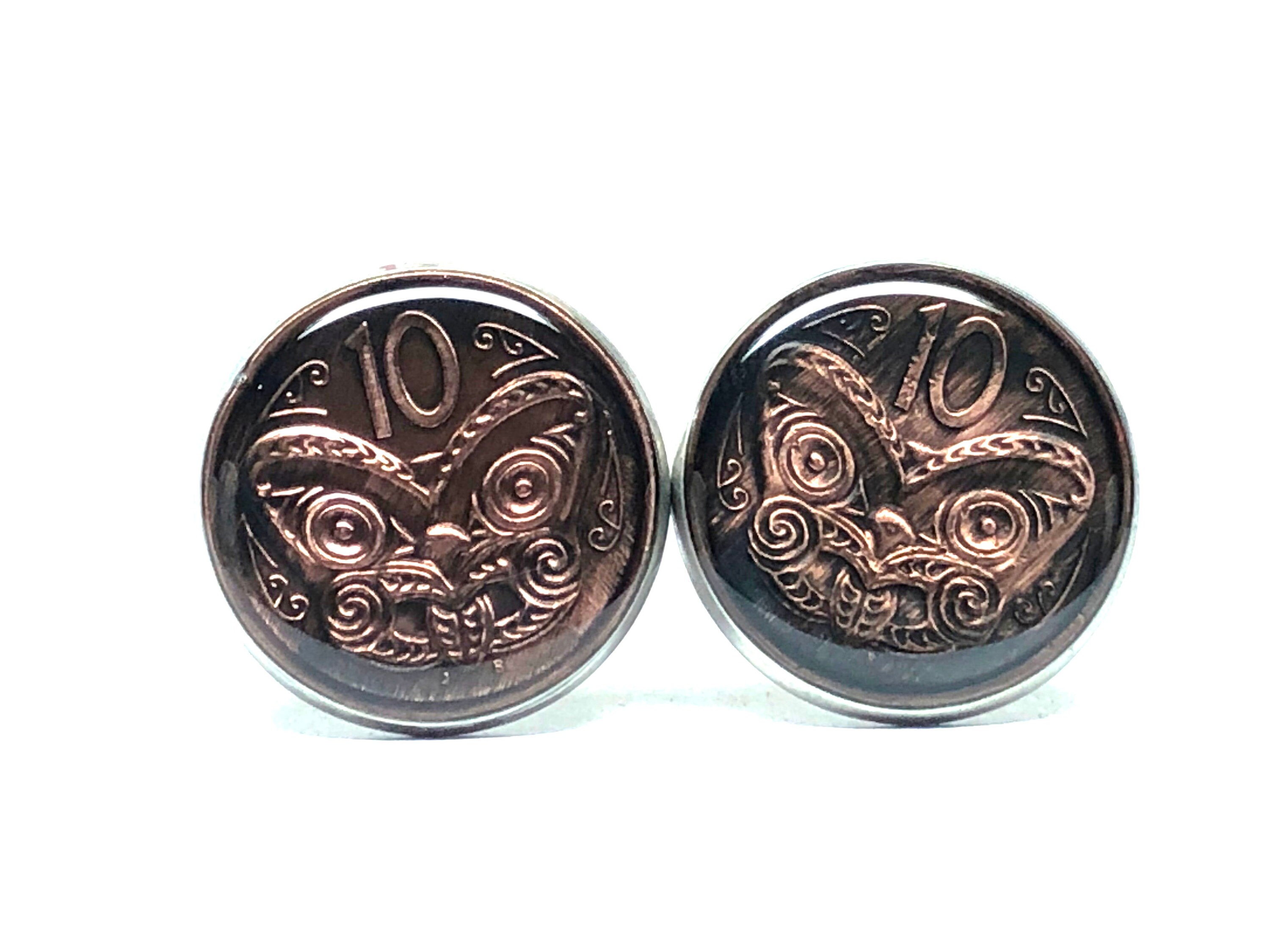 New Zealand Coin Cufflinks Maori Mask Koruru 20mm. - Etsy