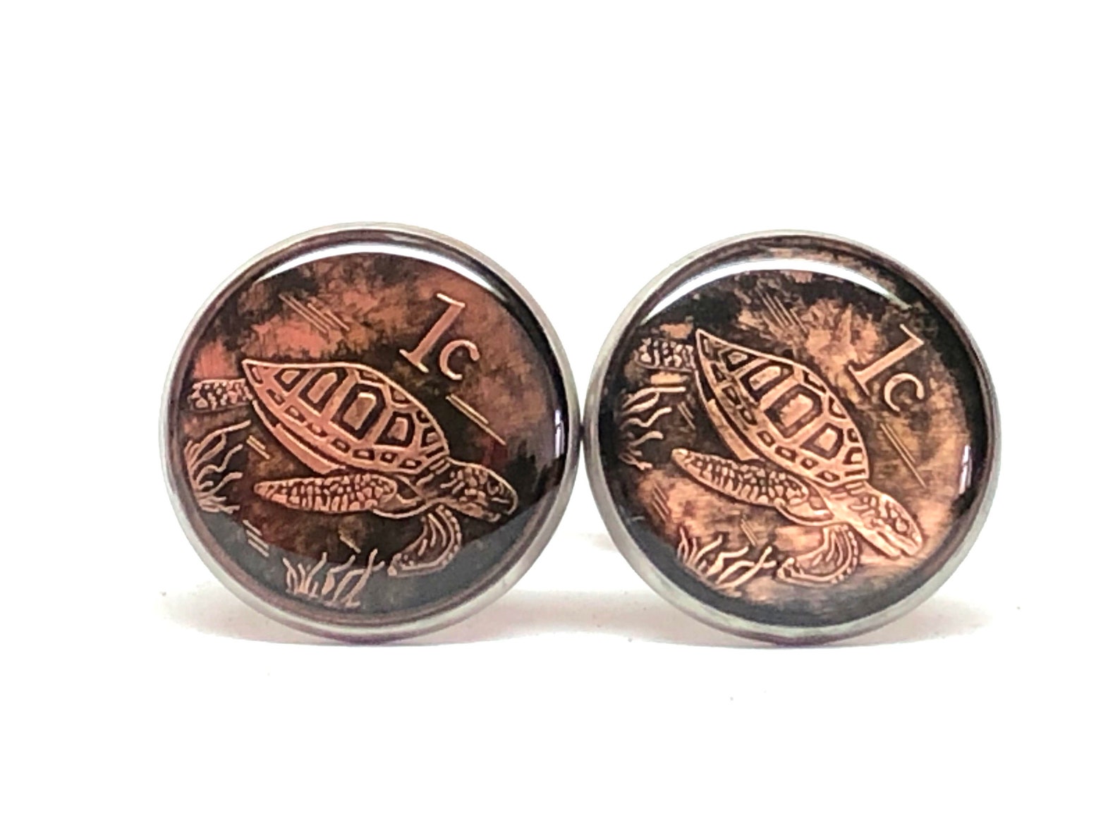 Tokelau Coin Cufflinks 18mm.sea Turtle. - Etsy