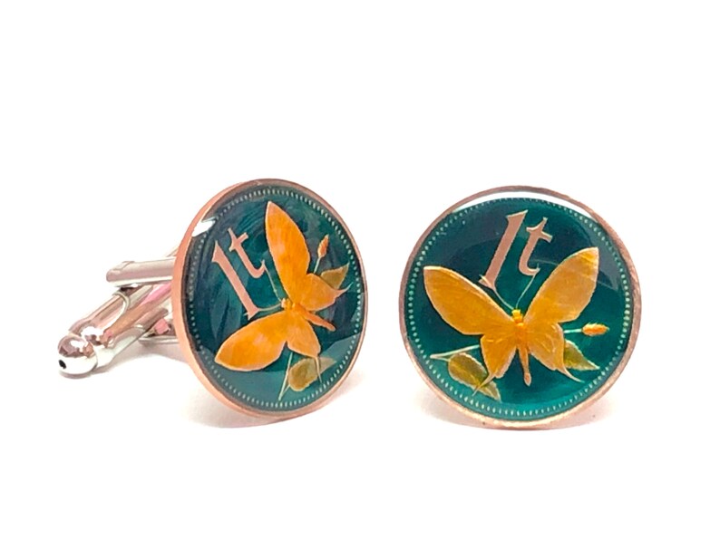 Papua New Guinea Enamelled Coin Cufflinks 1 Toea Birdwing - Etsy