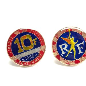 France Enamel Coin Cufflinks 10 Franc 23mm 1988 1989 1990 1991 - Etsy