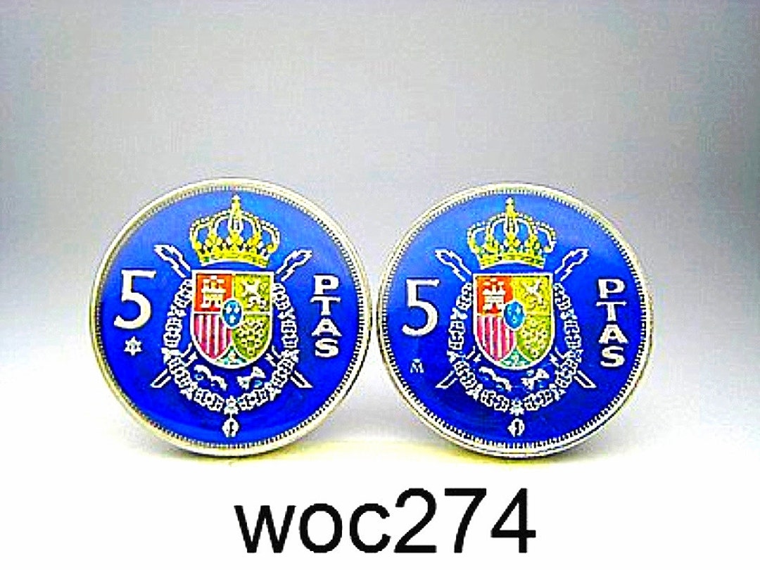 Spain Enameled Coin Cufflinks 5 Pesetas 22mm - Etsy