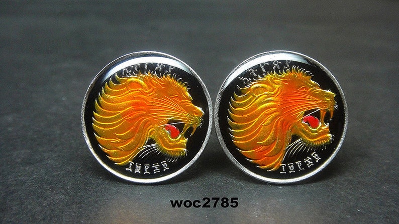 Ethiopia Enameled Coin Cufflinks Lion Head. 20mm - Etsy