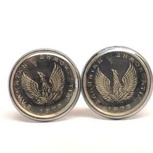 1973 Greece Coin Cufflinks Phoenix Cuffs 50 Lepta 18mm - Etsy