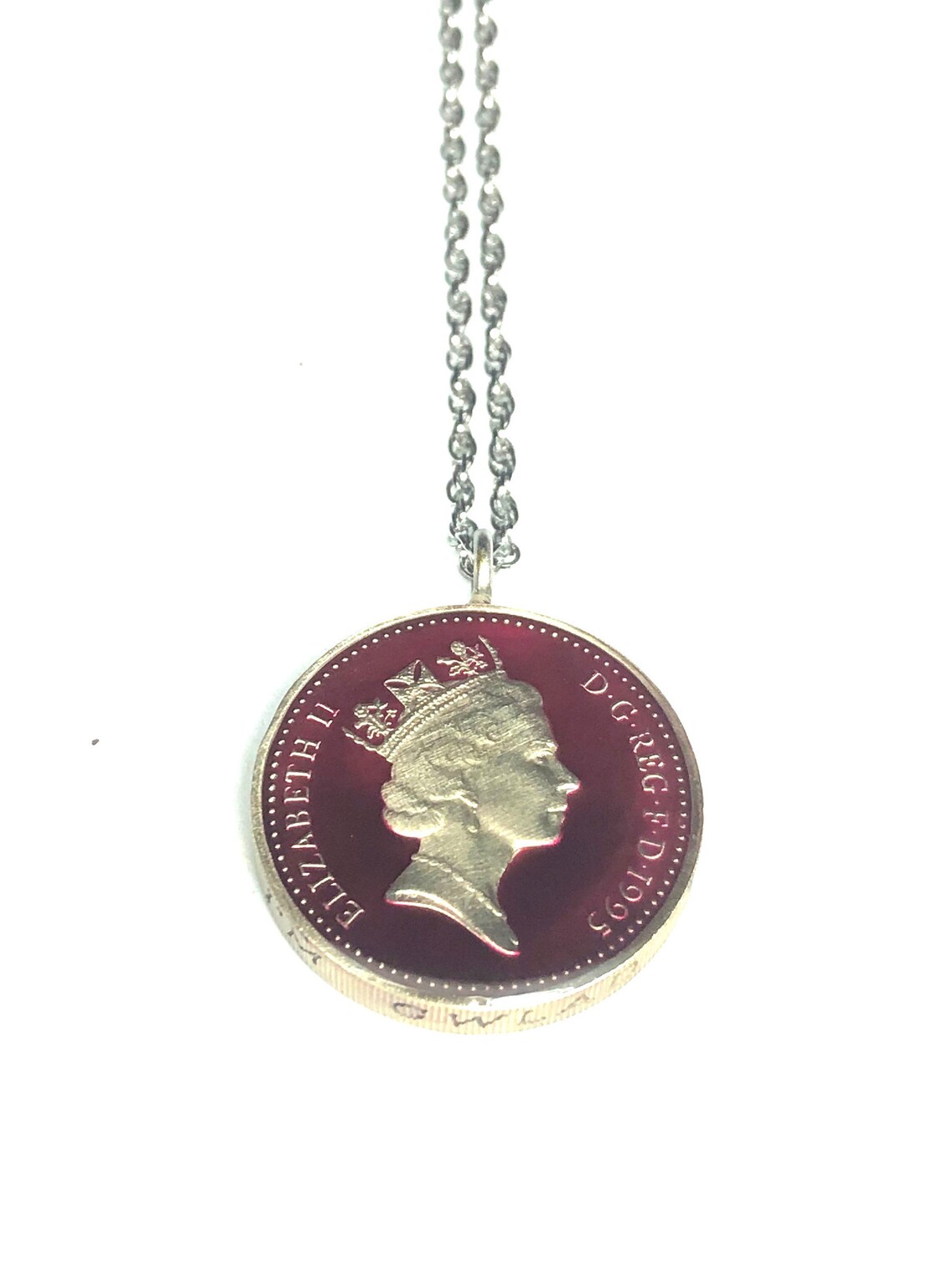 Pendant UK Great British coin pound Welsh Dragon 23mm | Etsy