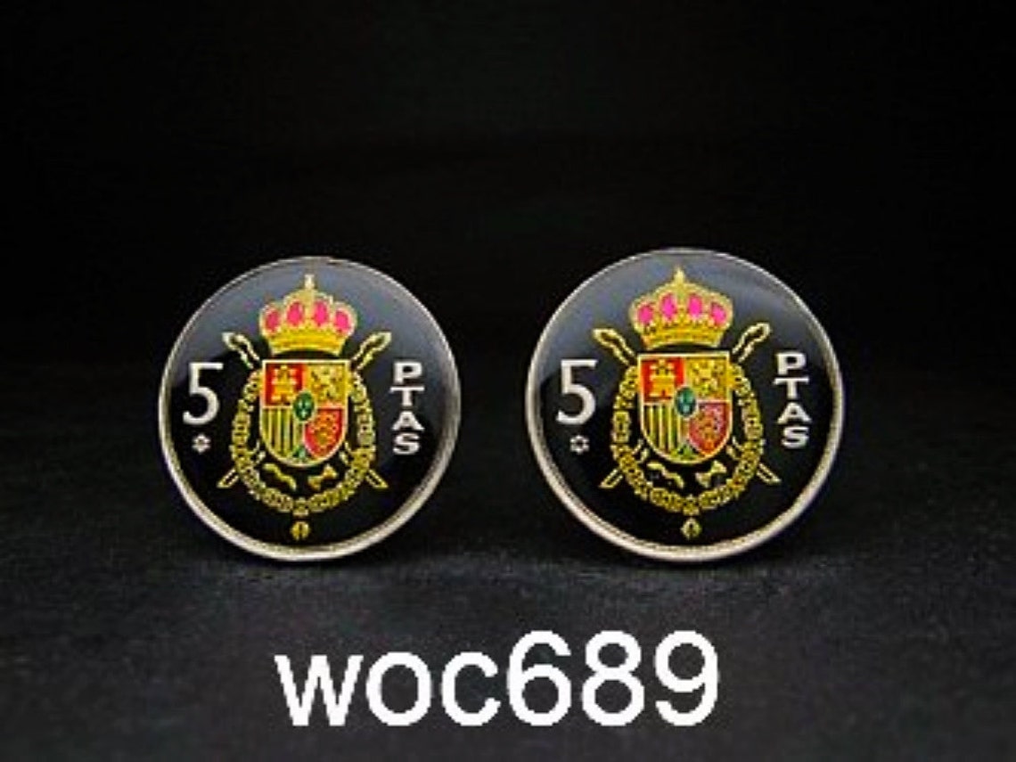Spain Enameled Coin Cufflinks 5 Pesetas 22mm - Etsy