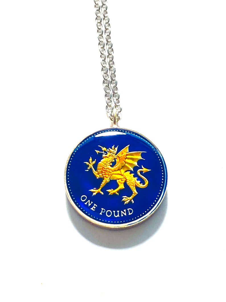 Pendant UK Great British Coin Pound Welsh Dragon 23mm 1995 - Etsy