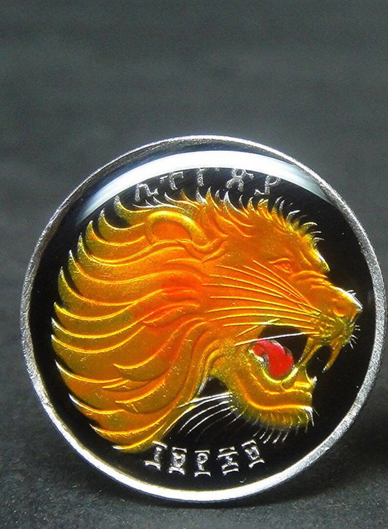 Money Clip Ethiopia coin lion head enameled | Etsy