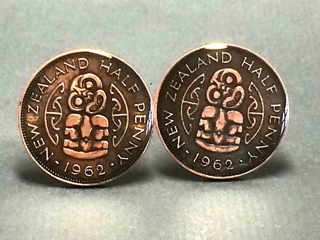 1962 New Zealand Coin Cufflinks Half Penny Hei Tiki 25mm - Etsy