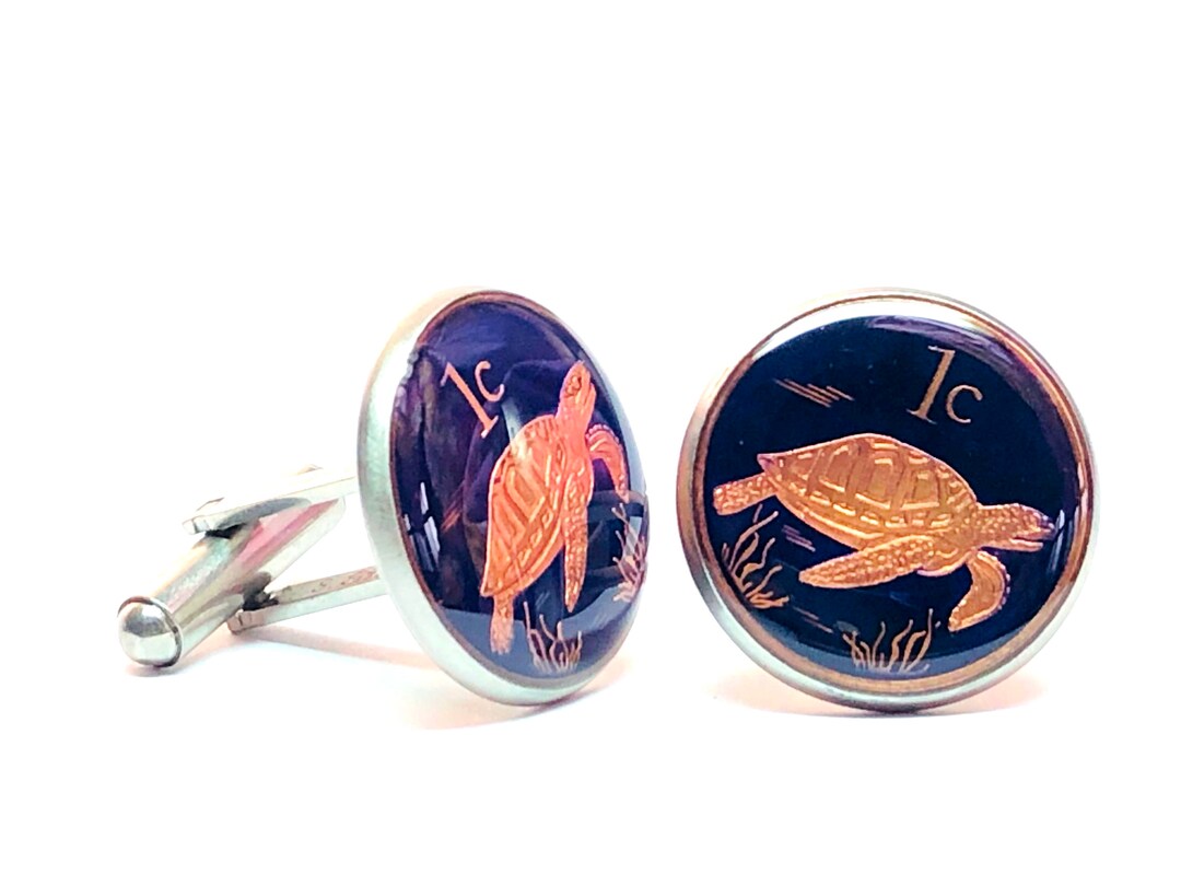 Tokelau Coin Cufflinks 18mm.sea Turtle. - Etsy