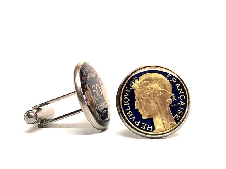 France Coin Cufflinks Art Deco 50 Centimes 18mm 1931 1932 1933 - Etsy