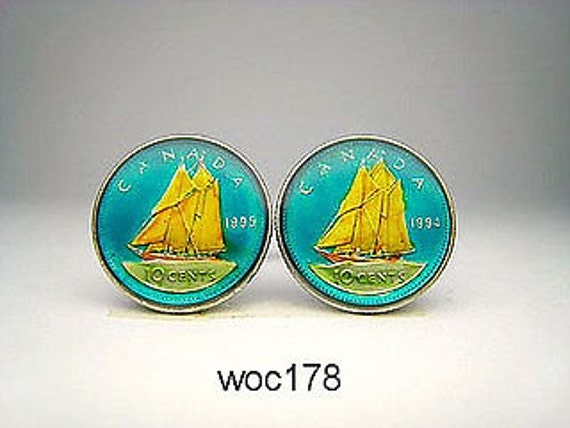 Canada Enamelled Coin Cufflinks 10 Cents 17mm Ask Specify Year - Etsy