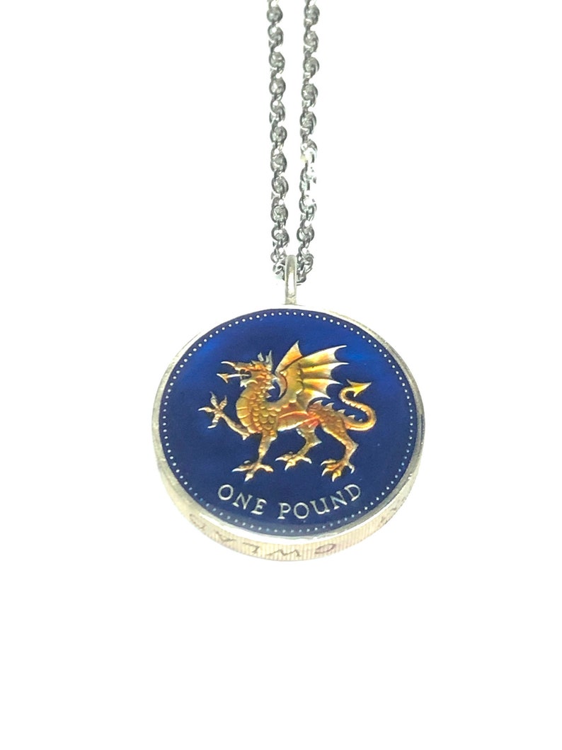 Pendant UK Great British Coin Pound Welsh Dragon 23mm 1995 - Etsy