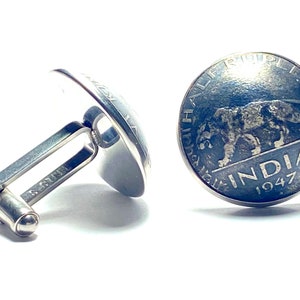 1946 or 1947 Domed UK British India Coin Cufflinks , Half Rupee ...