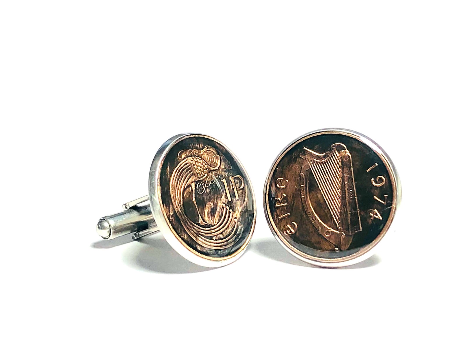 20mm Ireland Coin Cufflinks Harp One Pence 1971 1974 1975 1976 | Etsy