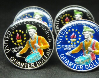 Pendant 1976 USA Enamel Coin Quarter Drummer Boy 24mm. Charm | Etsy