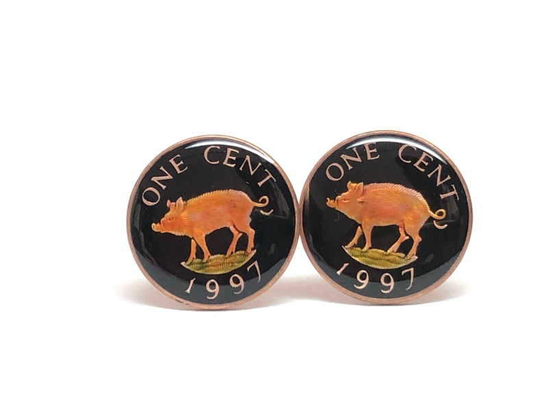 Bermuda Enamelled Coin Cufflinks Wild Boar.18mm | Etsy