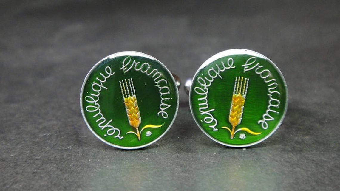 France enamelled coin cufflinks 19mm 1961 1962 1963 1964 | Etsy