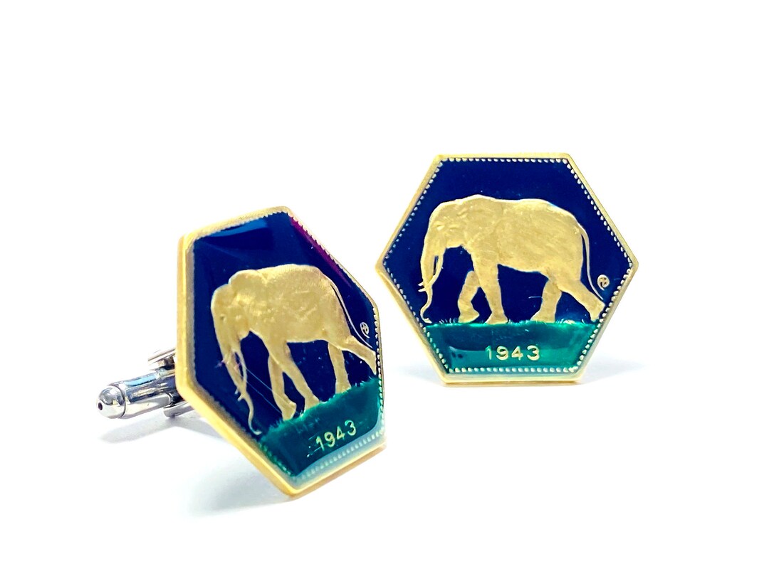 1943 Belgian Congo Coin Cufflinks 2 Franc Elephant RARE & NICE - Etsy