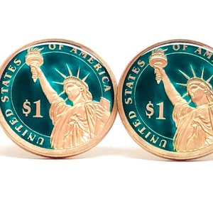 USA Coin Cufflinks Dollar Statue of Liberty 26mm. - Etsy